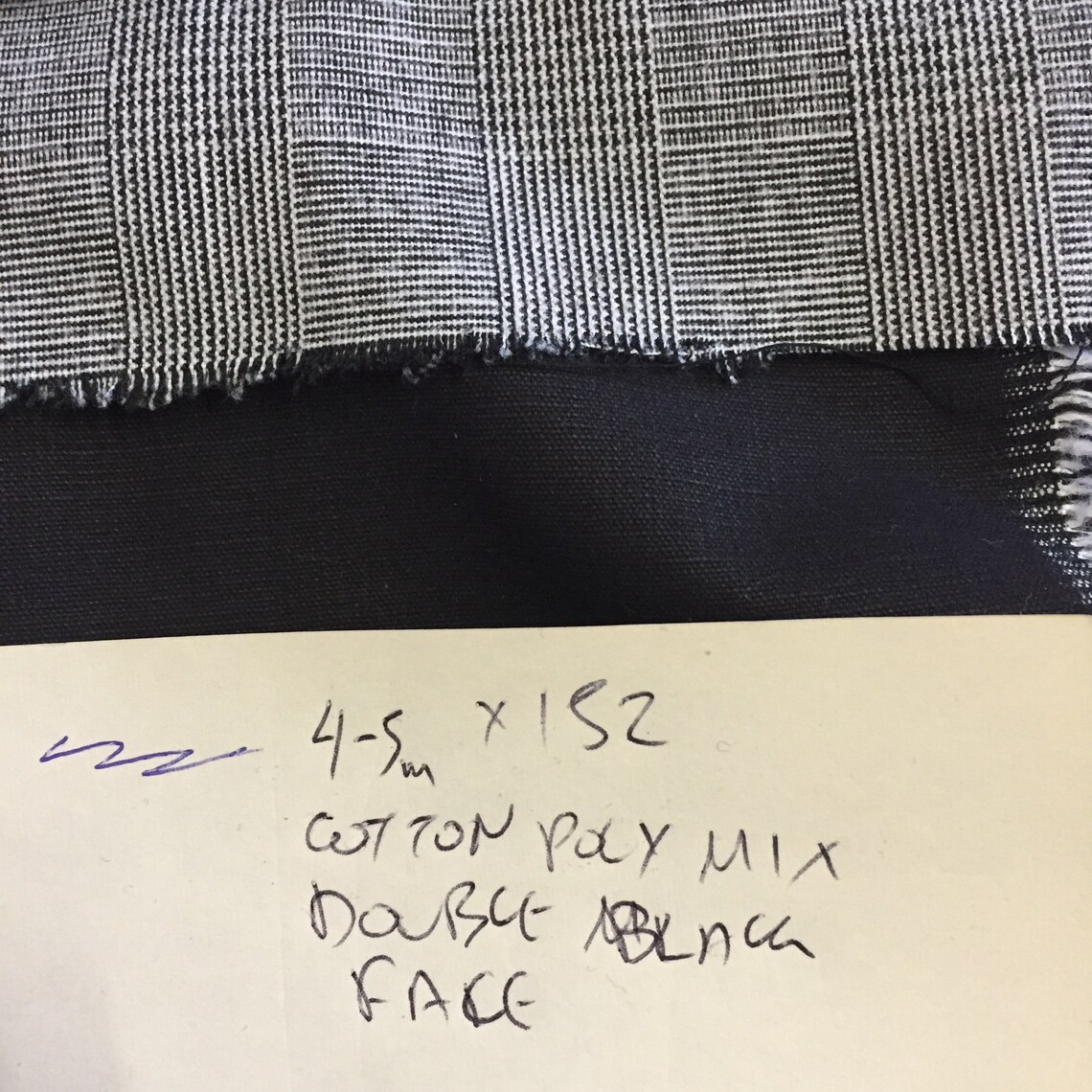 4-5m VINTAGE COTTON Duplex Black White Tartan Fabric Textile Roll ...