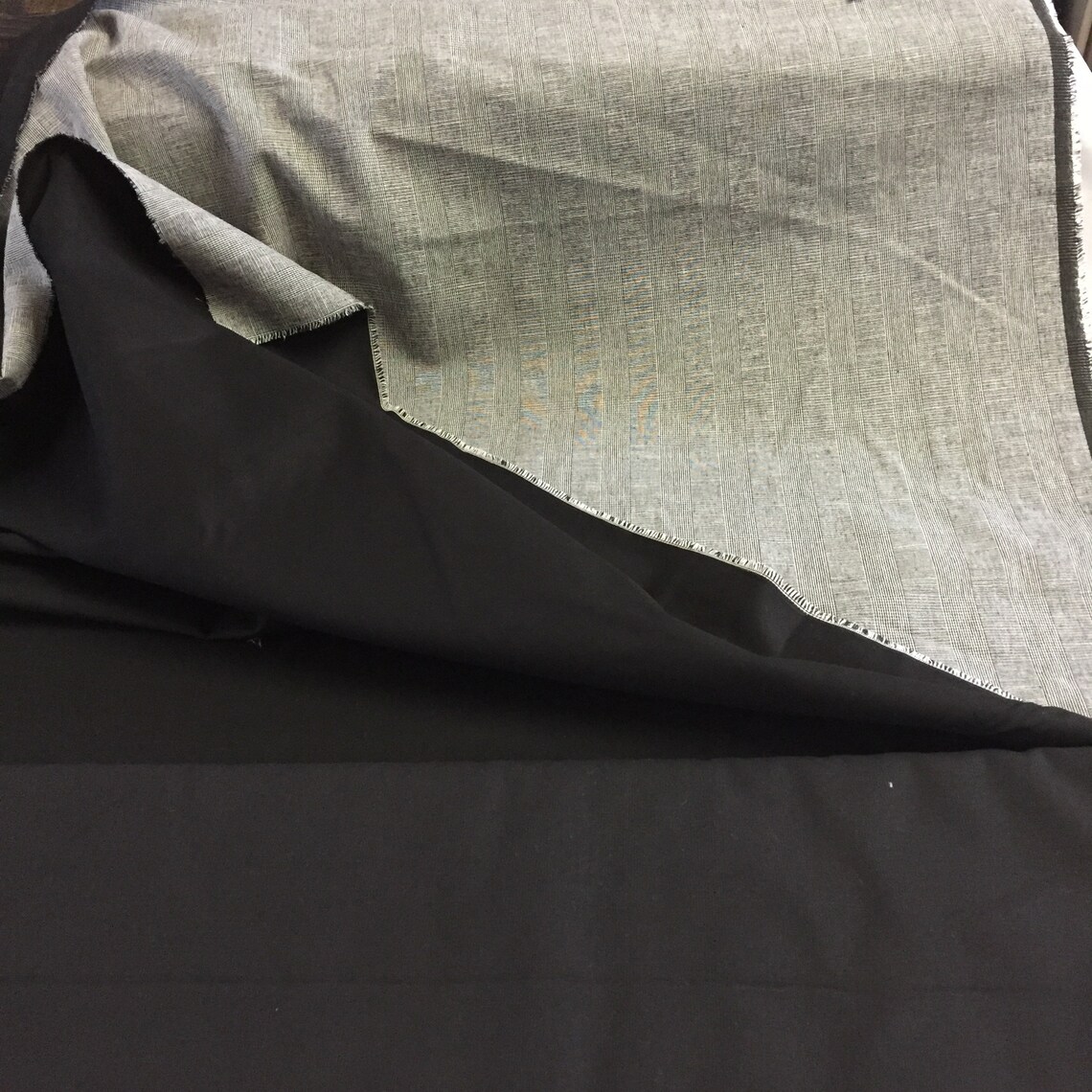 4-5m VINTAGE COTTON Duplex Black White Tartan Fabric Textile Roll ...