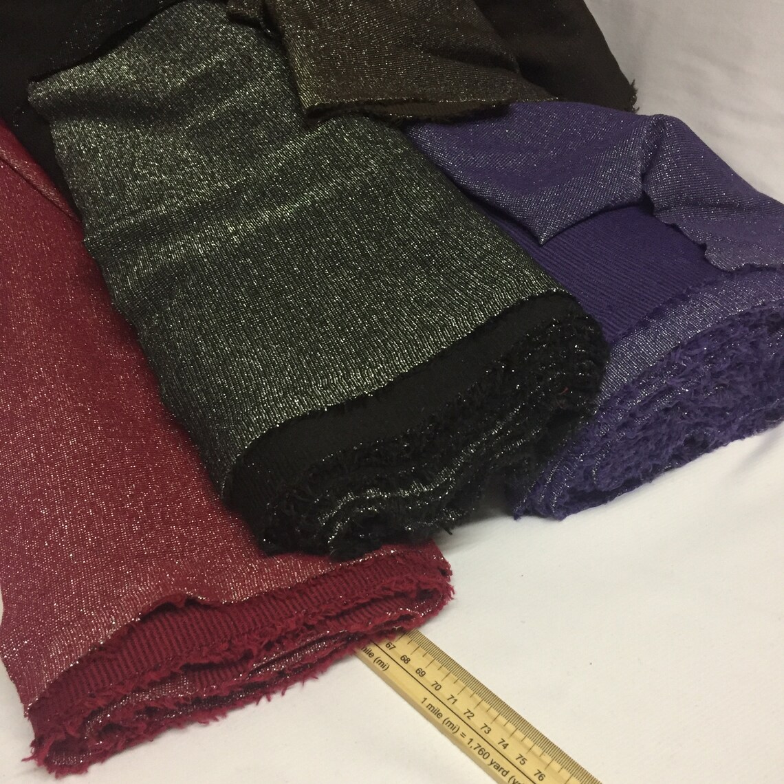 Vintage Sparkle Jersey Fabric Lot, Metallic Thread, 1990s Sewing ...