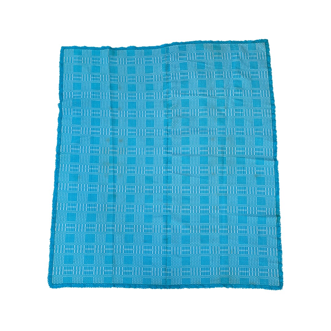 Baby Blue Throw Blanket 1960s Handmade Cotton Mid Century Sofa Bed ...