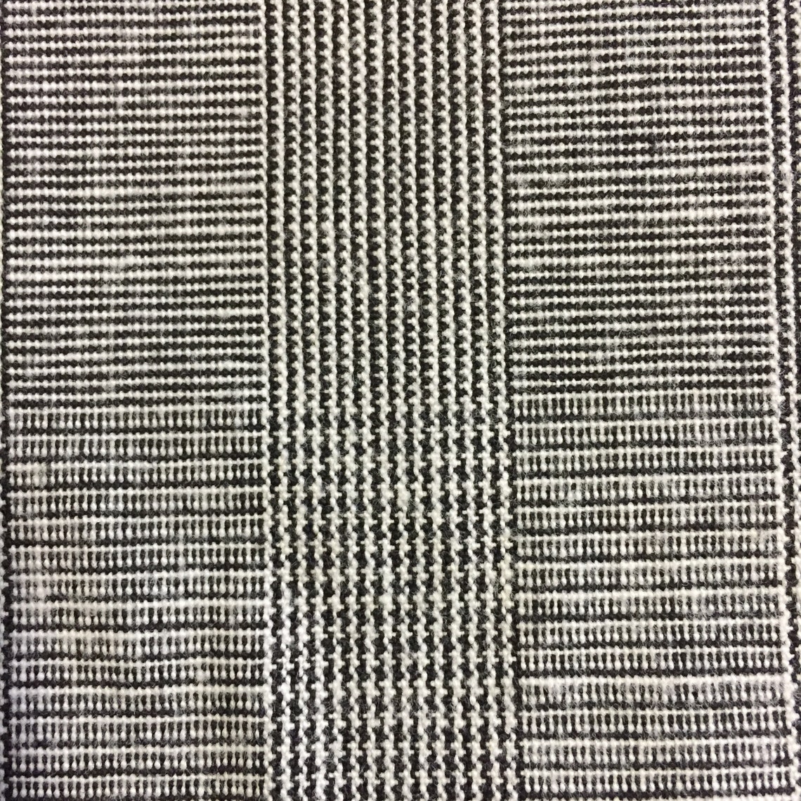 4-5m VINTAGE COTTON Duplex Black White Tartan Fabric Textile Roll ...