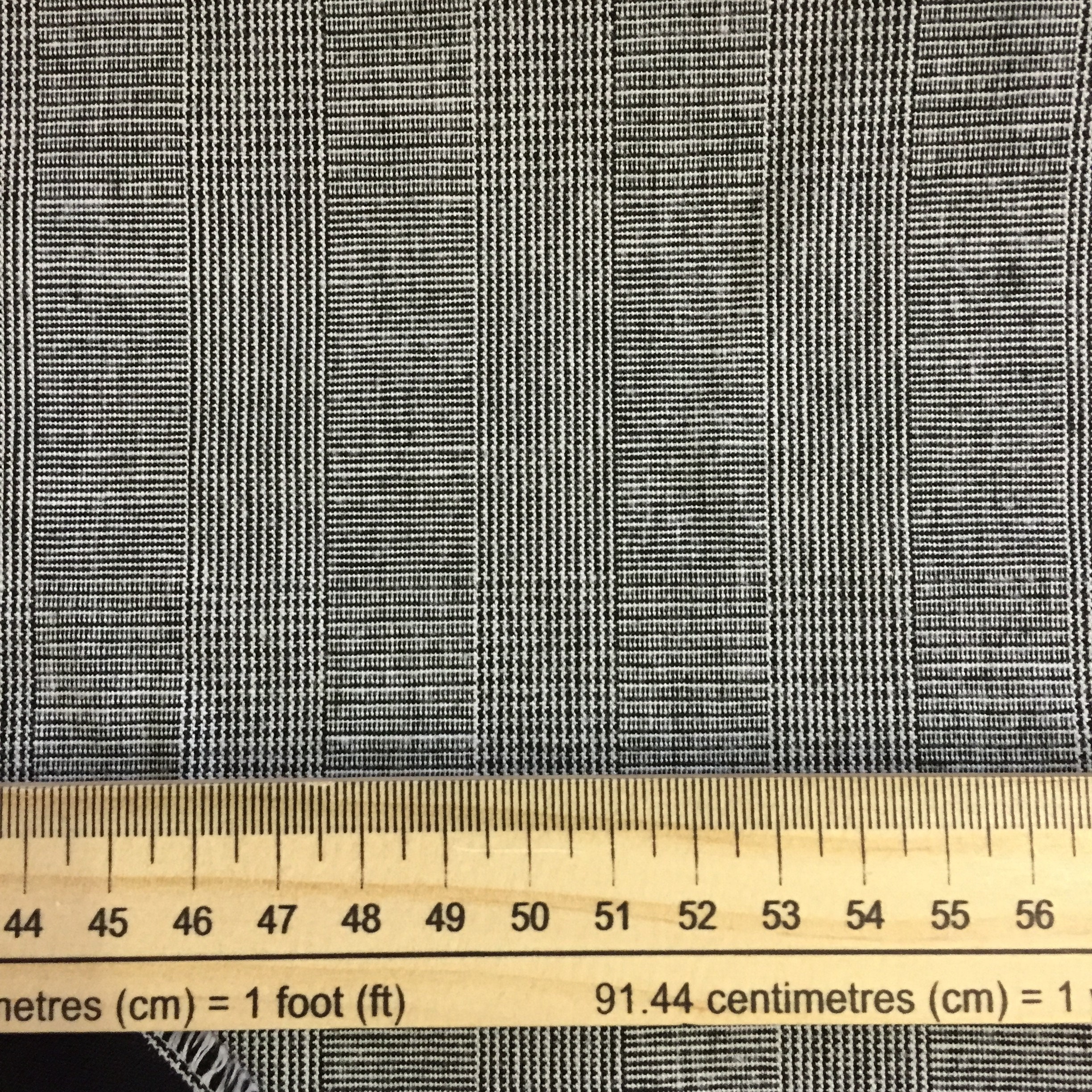 4-5m VINTAGE COTTON Duplex Black White Tartan Fabric Textile Roll ...