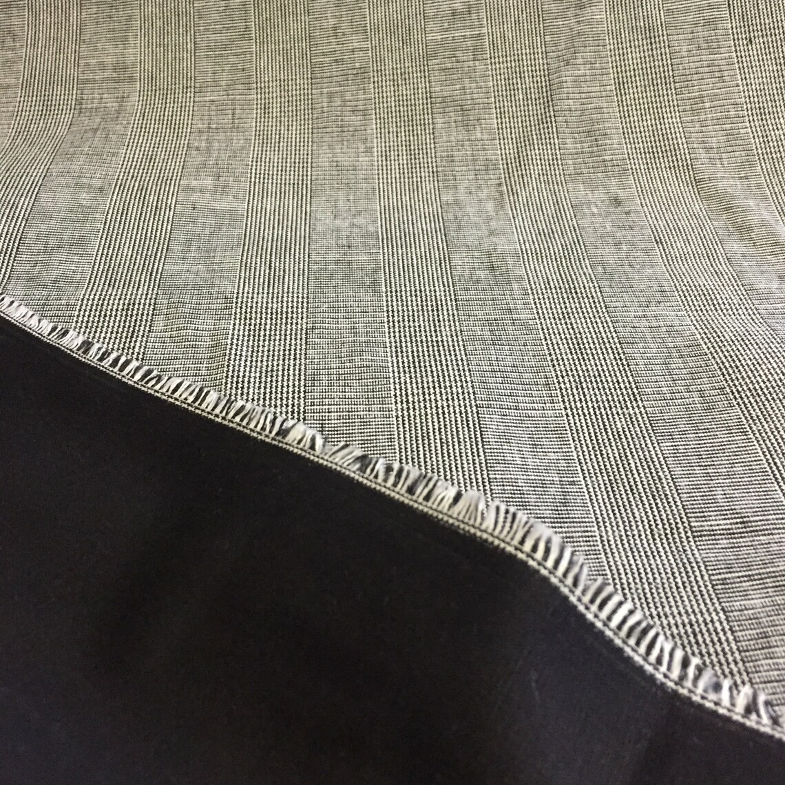 4-5m VINTAGE COTTON Duplex Black White Tartan Fabric Textile Roll ...