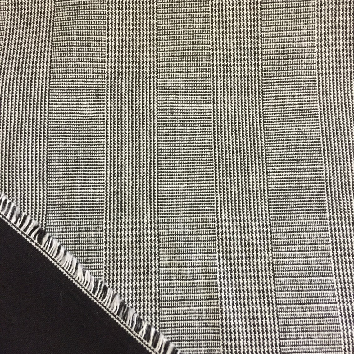 4-5m VINTAGE COTTON Duplex Black White Tartan Fabric Textile Roll ...