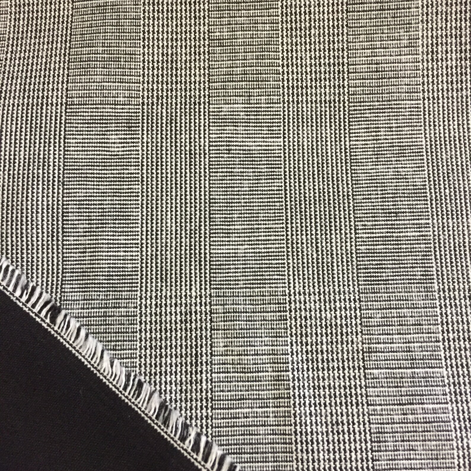 4-5m VINTAGE COTTON Duplex Black White Tartan Fabric Textile Roll ...