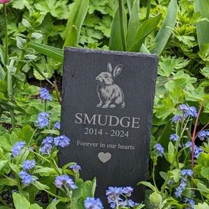 Personalised Lop Eared Rabbit Slate Memorial Plaque, Pet Memorial ...