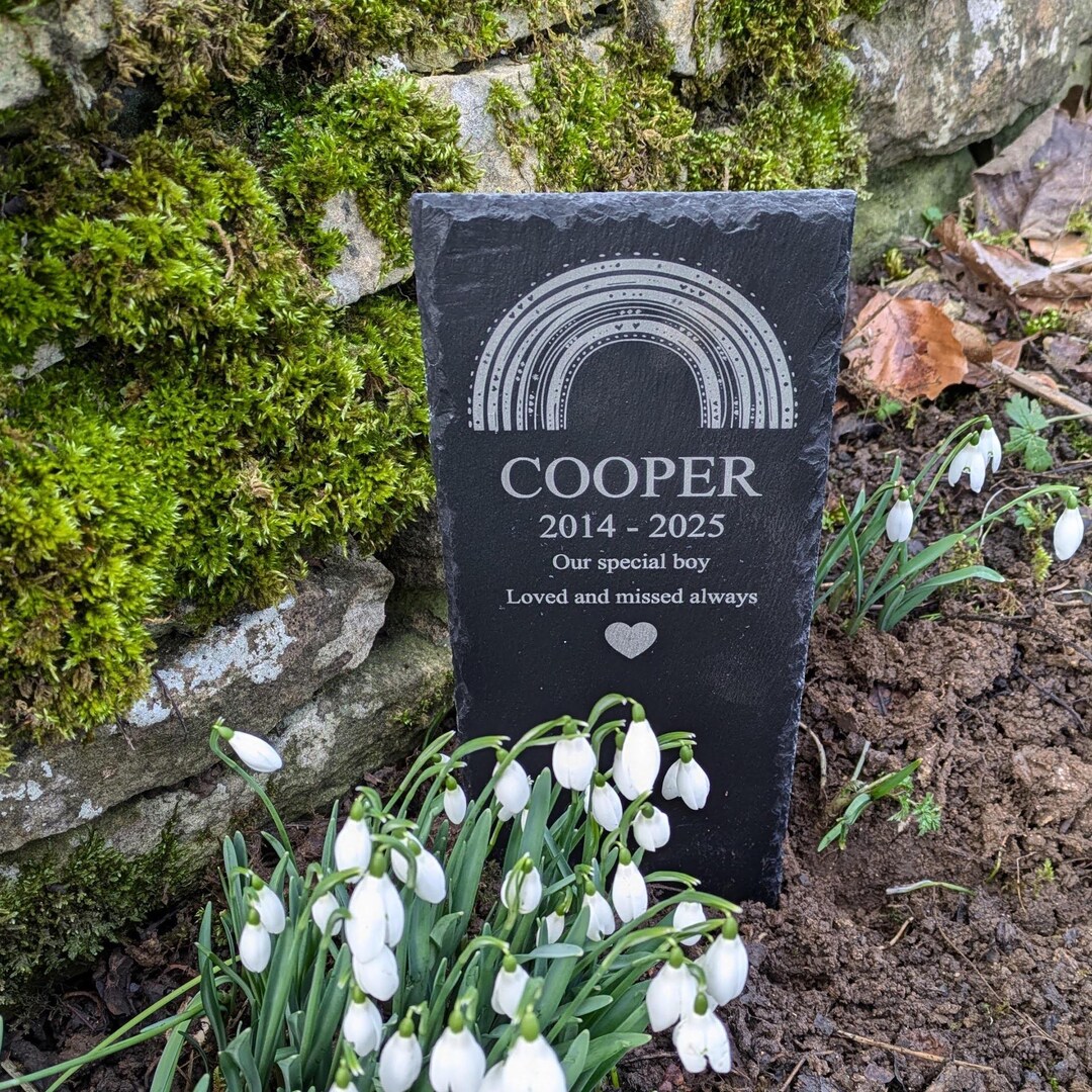 Personalised Pet Slate Memorial Plaque (rainbow), Pet Memorial, Grave ...