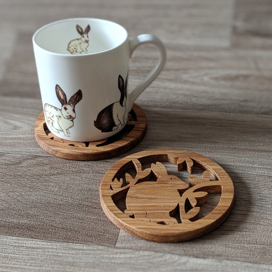 Oak Rabbit Coaster - Etsy UK