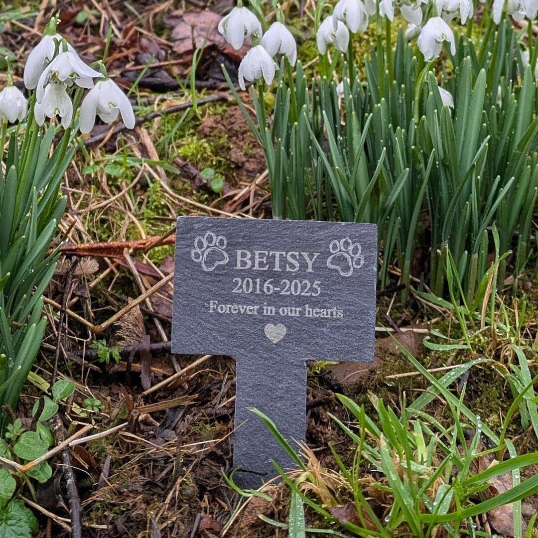 Personalised Pet Slate Memorial Spike, Pet Memorial, Grave Marker, Pet ...