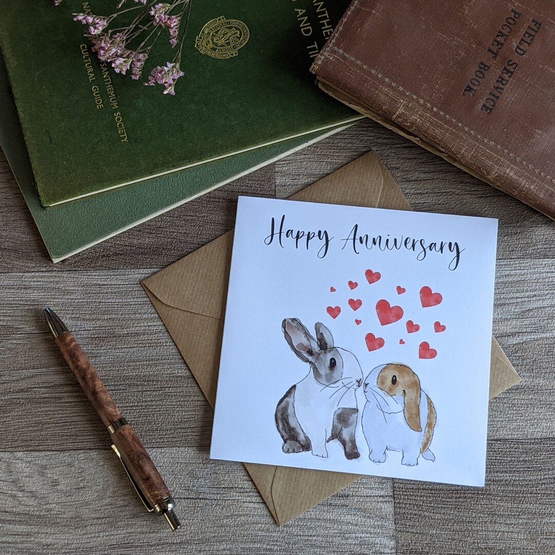 Rabbit Anniversary Card - Bunny Love - Etsy