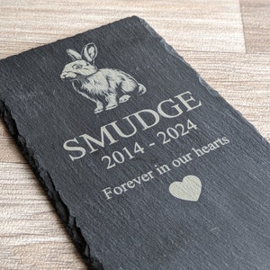 Personalised Lop Eared Rabbit Slate Memorial Plaque, Pet Memorial ...