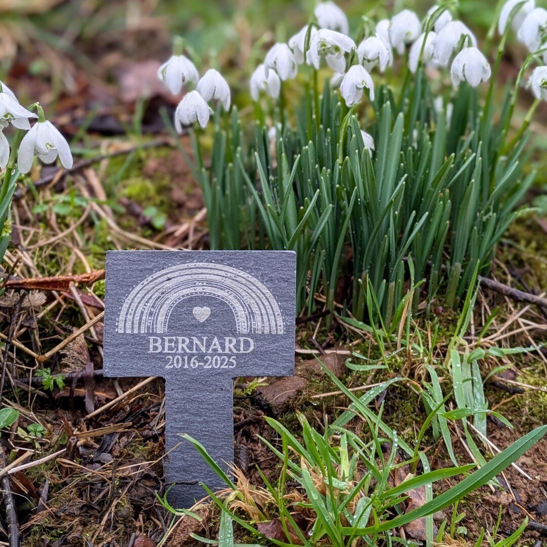 Personalised Pet Slate Memorial Spike, Pet Memorial, Grave Marker, Pet ...