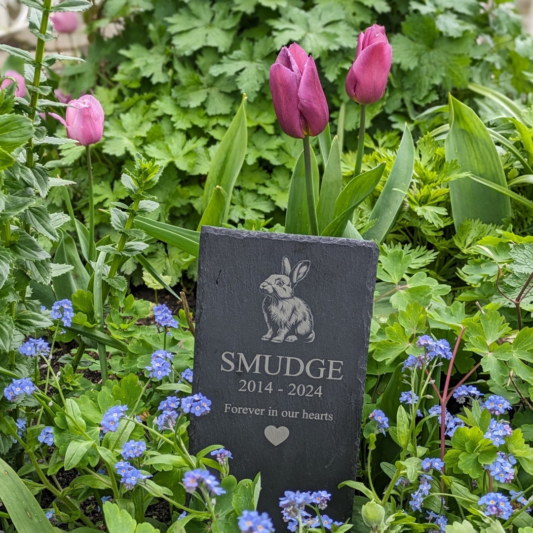 Personalised Rabbit Slate Memorial Plaque, Pet Memorial, Grave Marker ...