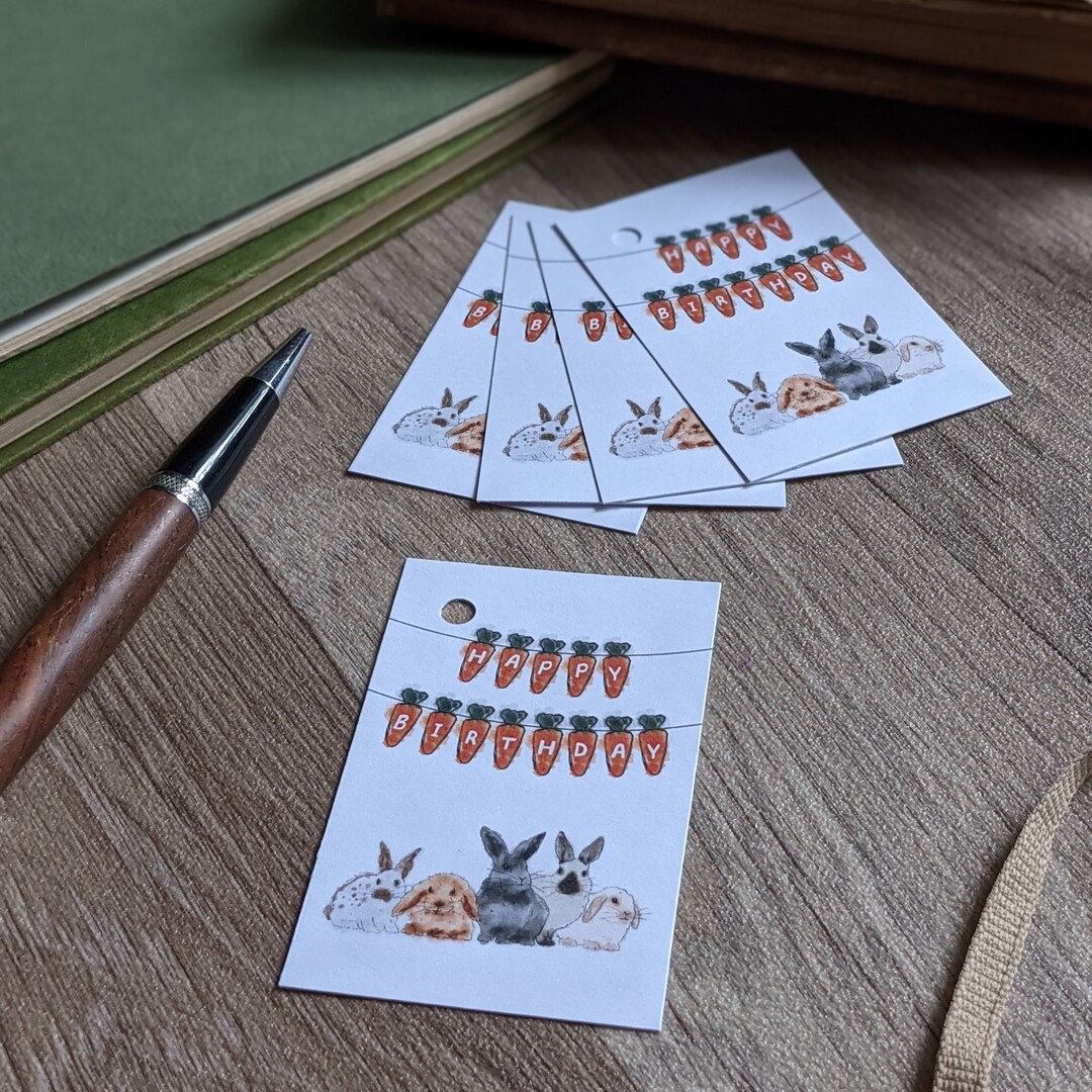 Pack of 5 Bunny Rabbit Birthday Gift Tags (matching Wrapping Paper/gift ...