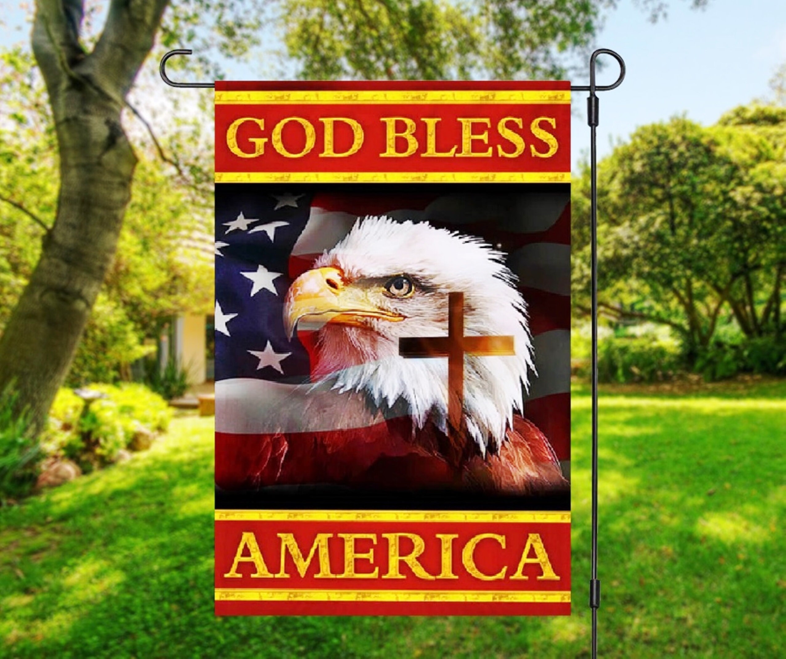 God Bless America Eagle U.S.A. Cross Patriotism Sublimated - Etsy