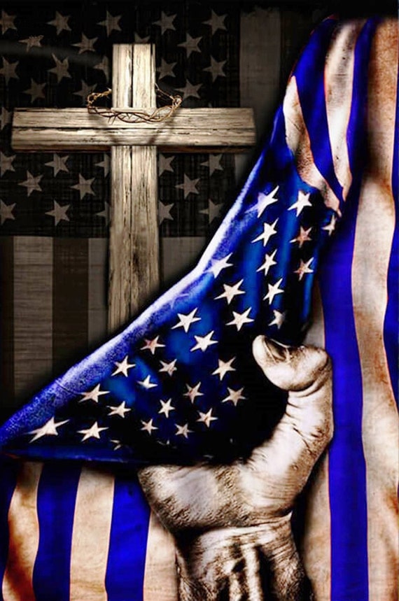 Thin Blue Line Christian American Cross Police Sublimated - Etsy