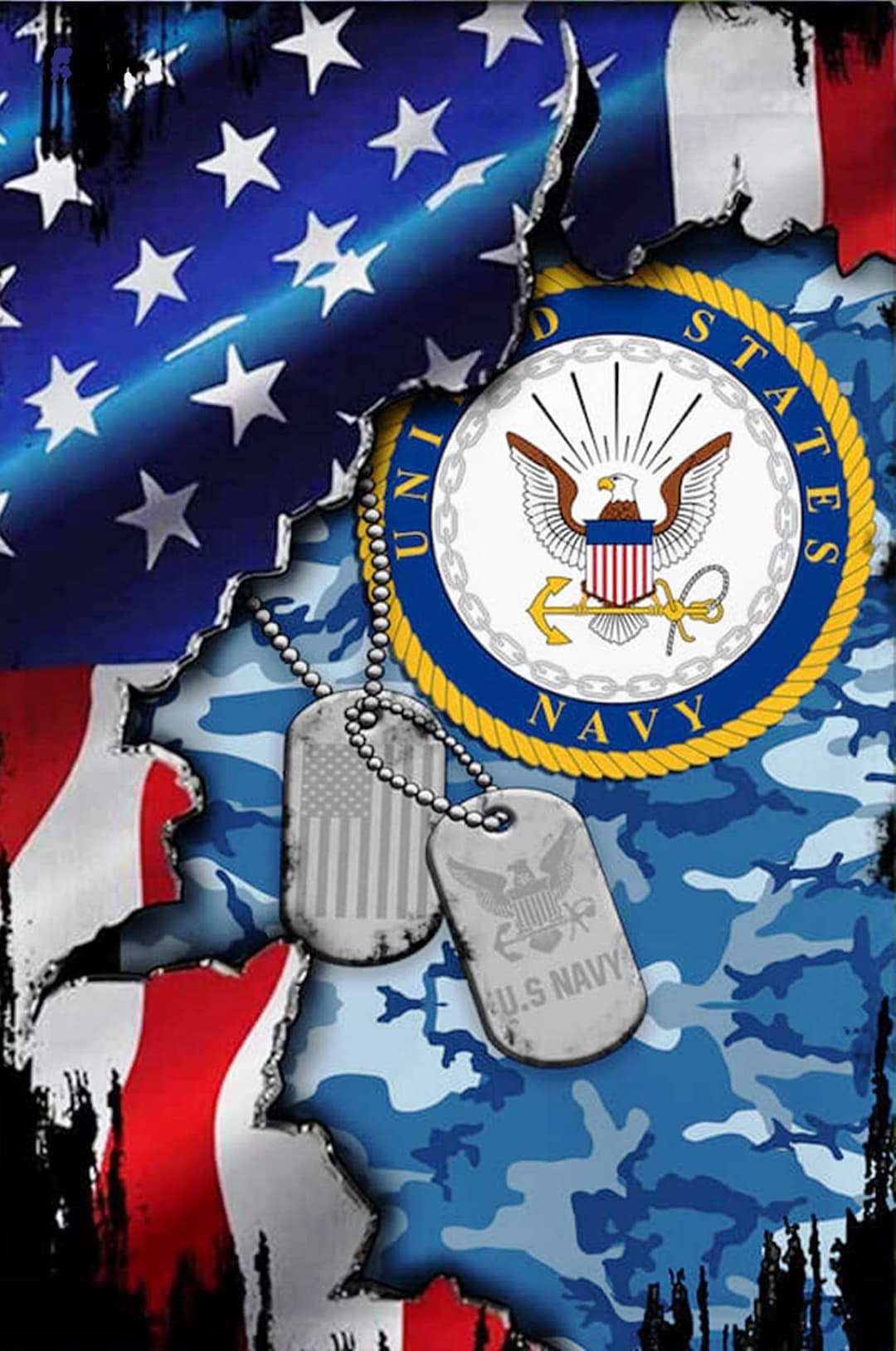 United States Navy Veteran Military USN Sailor Sublimated Double Sided ...