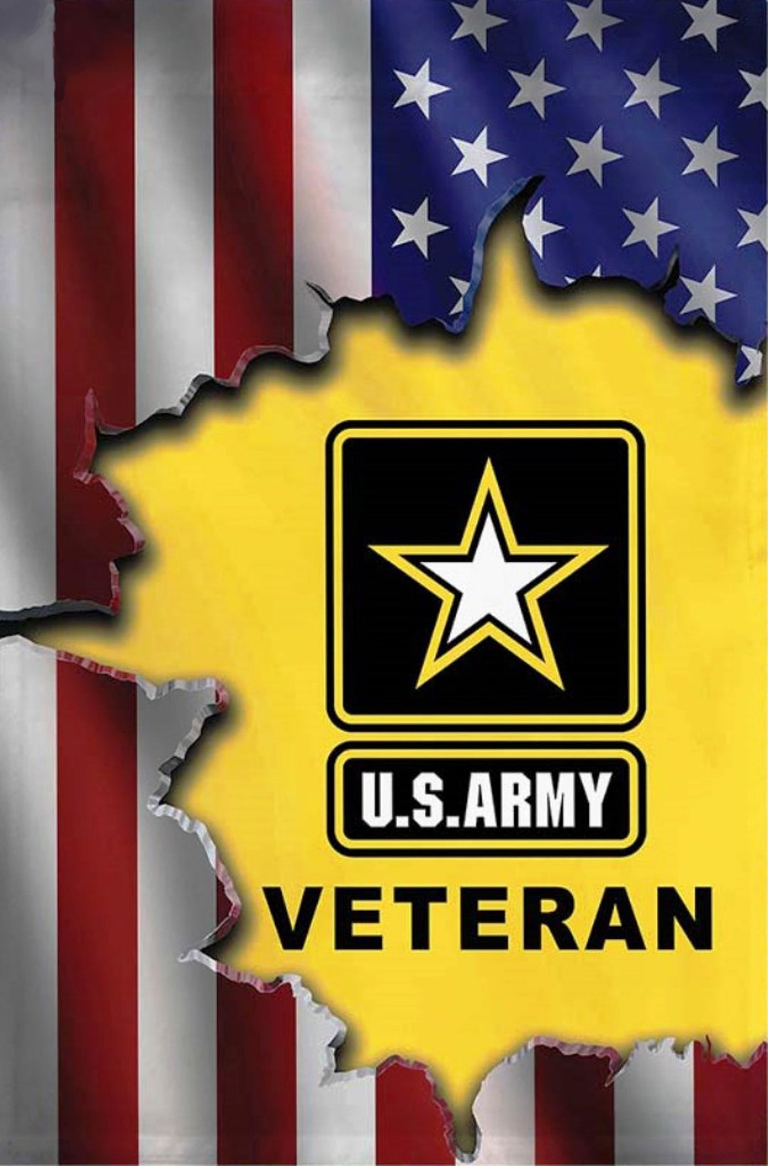 US Army Veteran in American Flag Sublimated Double Sided Deluxe Garden ...