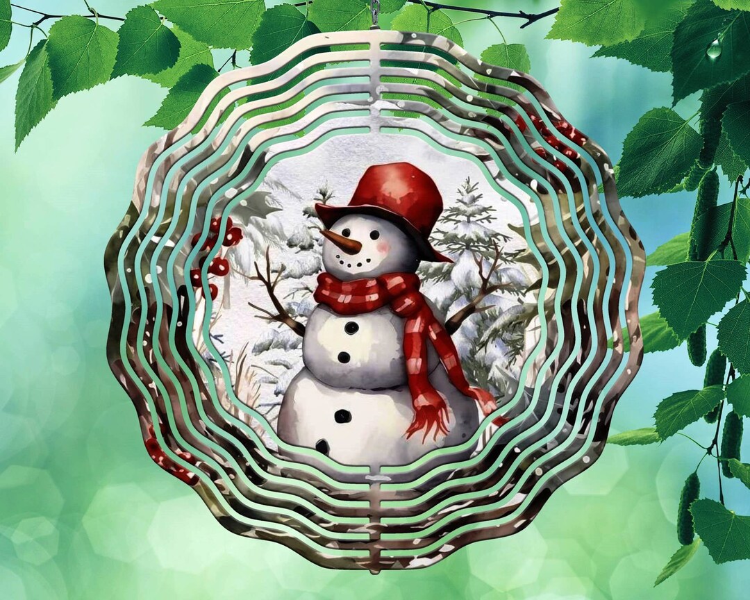 10 Snowman Holly Ivy Winter Christmas Hanging Wind Spinner Yard Decor ...