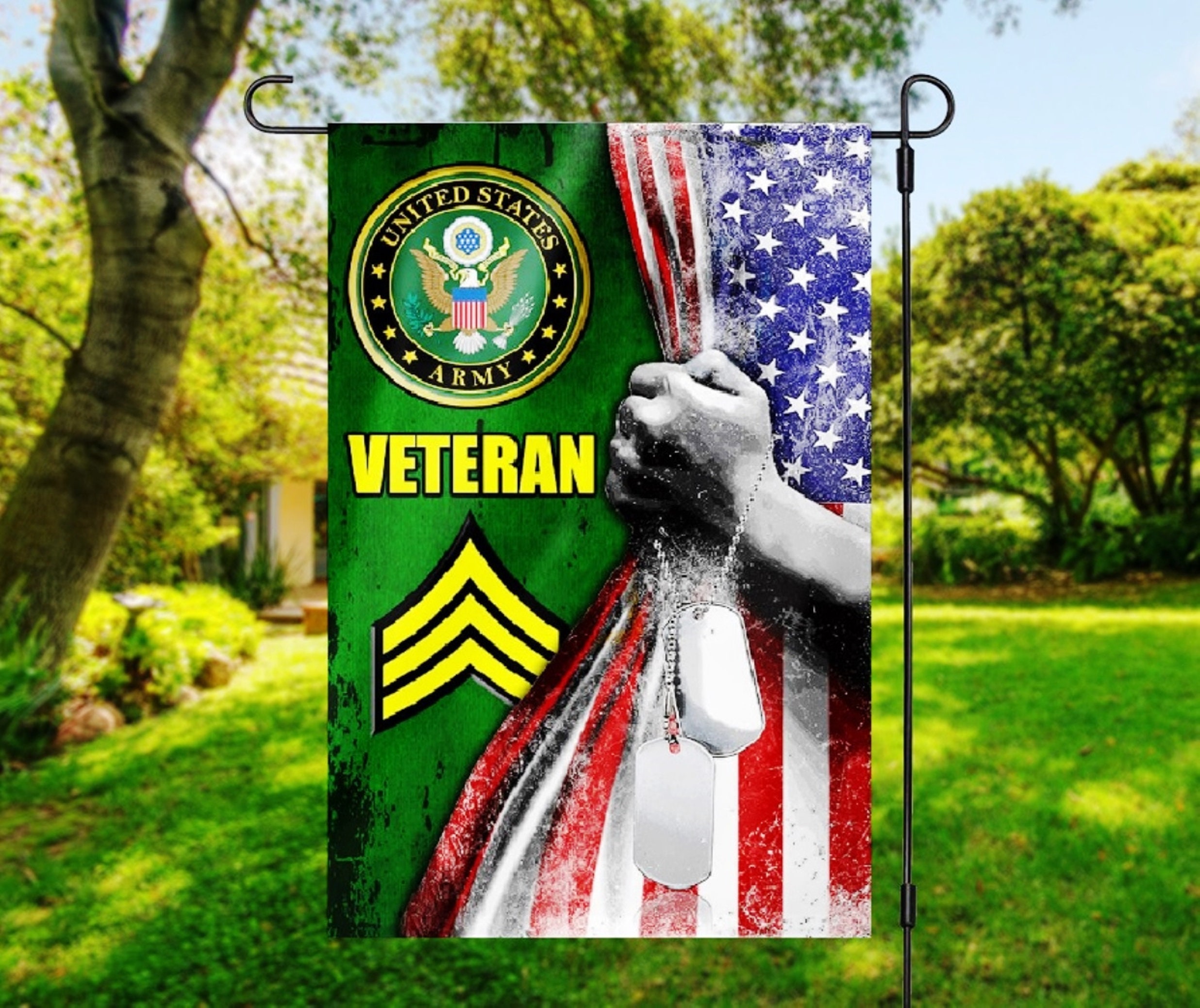 United States Army Veteran Sergeant American Flag Sublimated Double ...