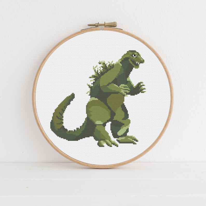 Godzilla versus Mothra Modern Cross Stitch Pattern: Instant | Etsy