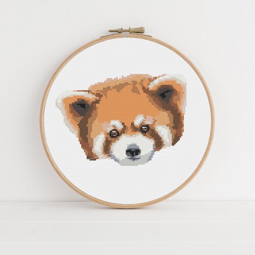 Cross Stitch Pattern red Panda DMC Chart | Etsy UK