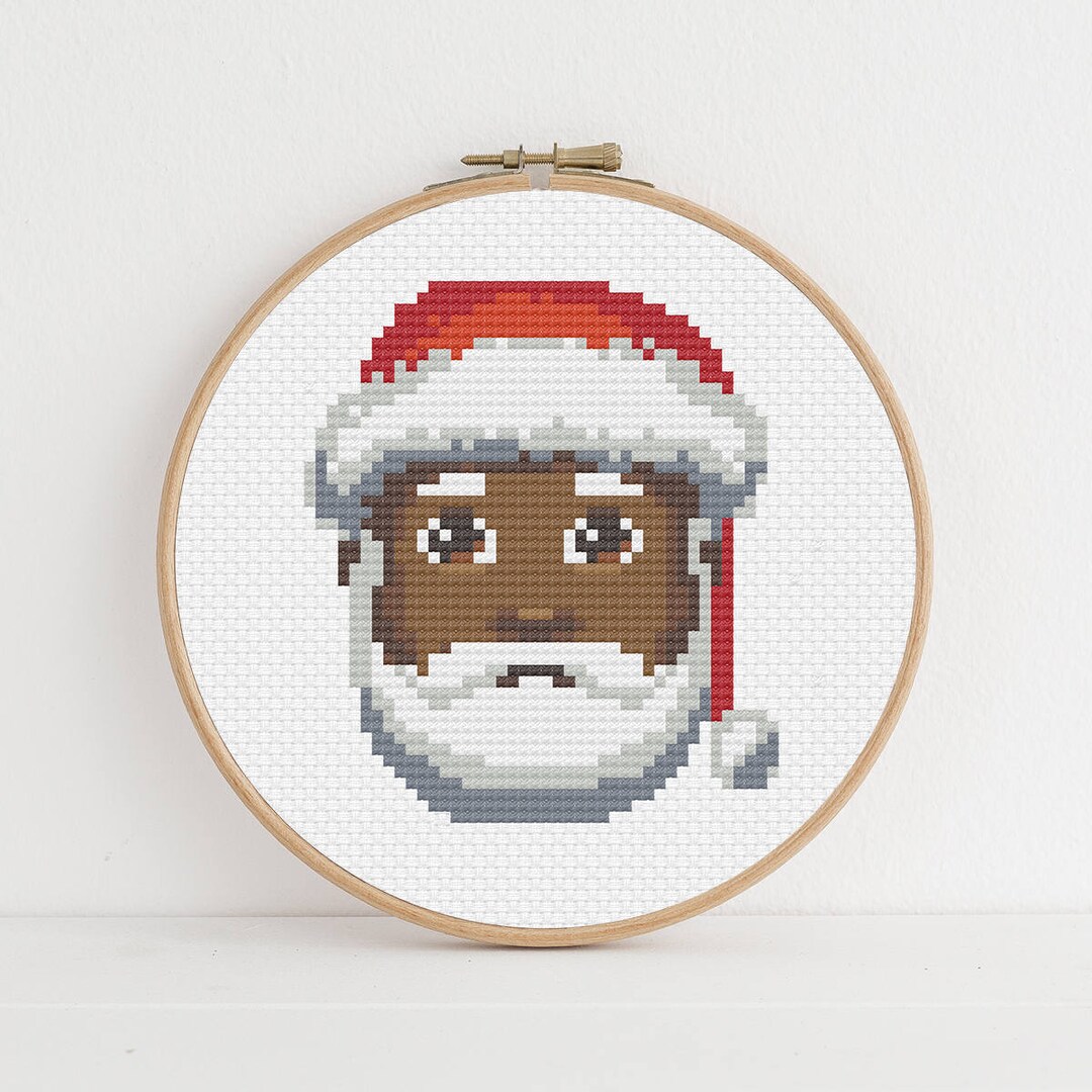 Easy Santa Claus Cross Stitch Pattern: Dark Skinned Emoji - Etsy