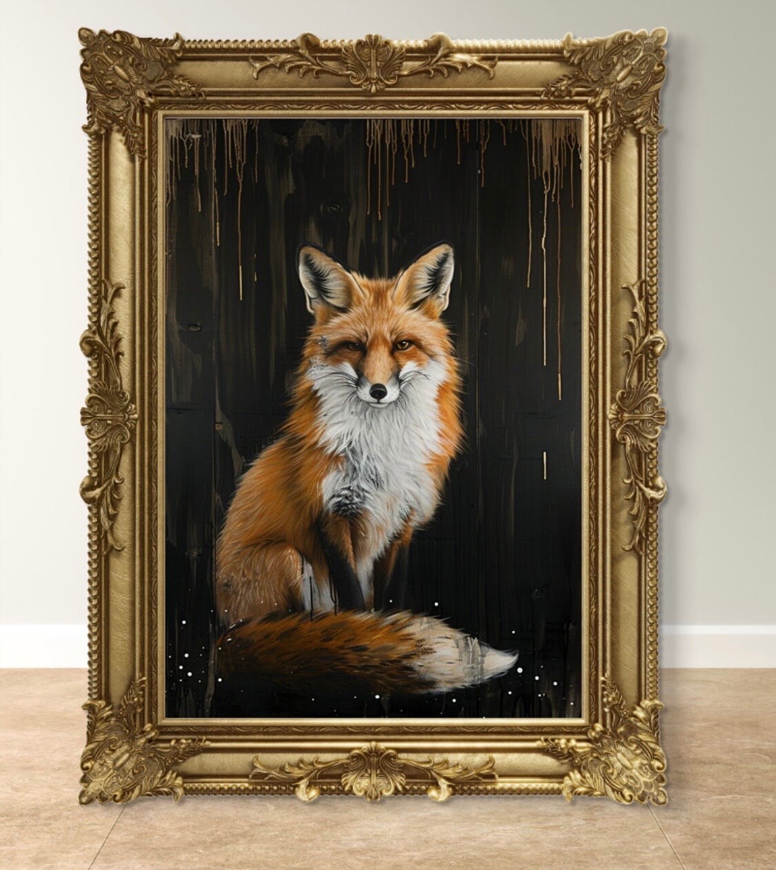 Antique Fox Panting Digital Print/rustic Fox Printable Wall Art/vintage ...