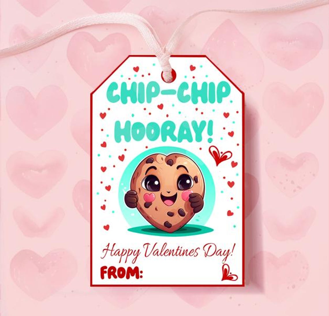 PRINTABLE Valentines Day Gift Tag/chip Chip Hooray Valentines Day Tag ...