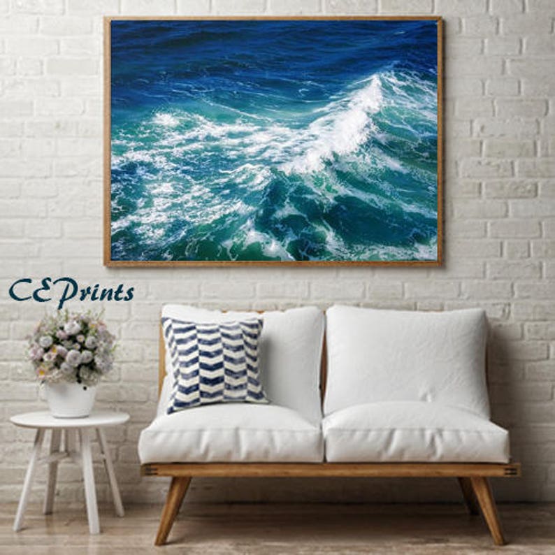Ocean Wave Print Coastal Print Nautical Print Turquoise Sea Wave Art ...