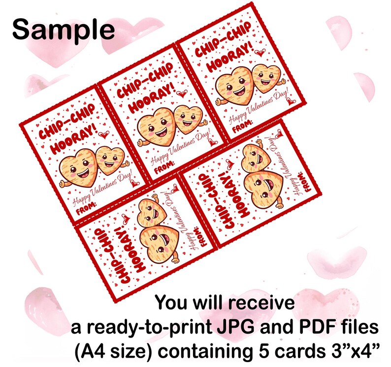 PRINTABLE Valentines Day Gift Tag 3"x4"/chip Chip Hooray Valentines Day ...