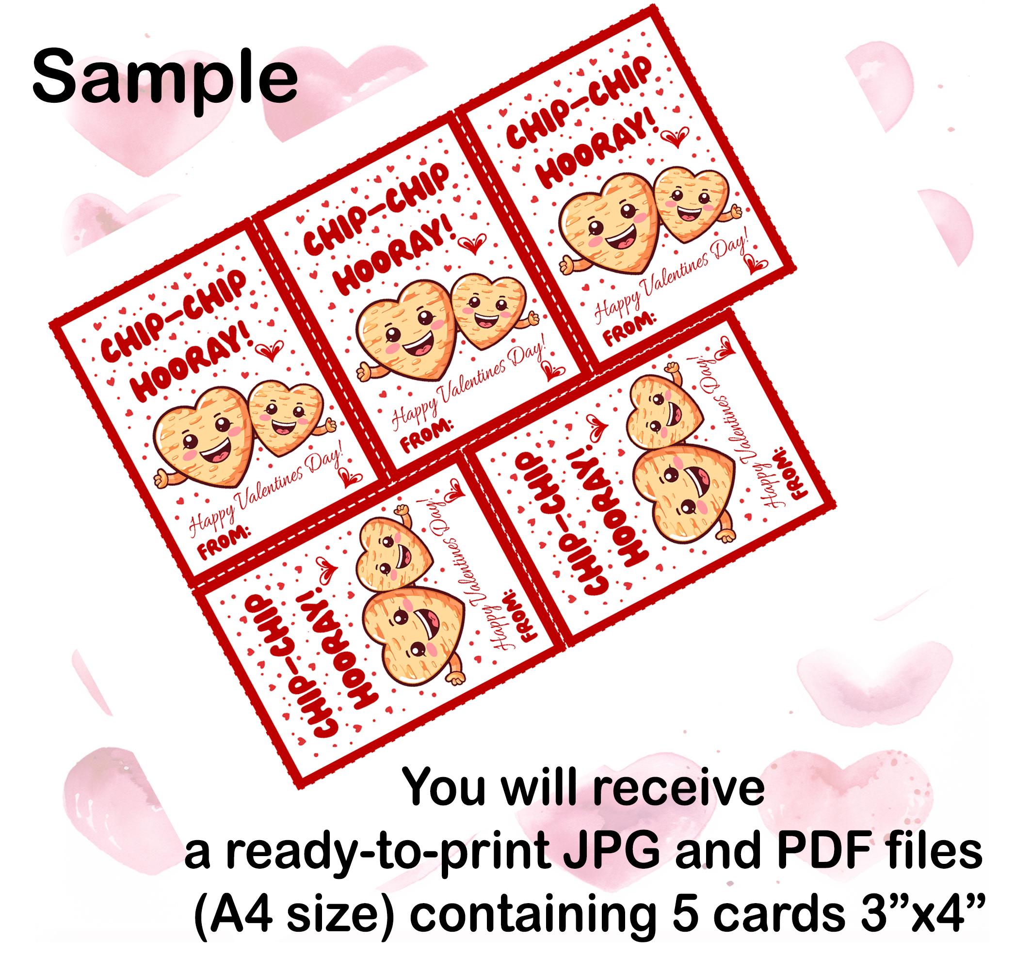 PRINTABLE Valentines Day Gift Tag 3"x4"/chip Chip Hooray Valentines Day ...