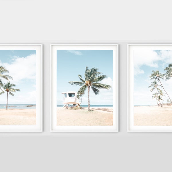 Malibu Beach Digital Print, Pastel Coastal Nautical Wall Art, Sea Wave ...