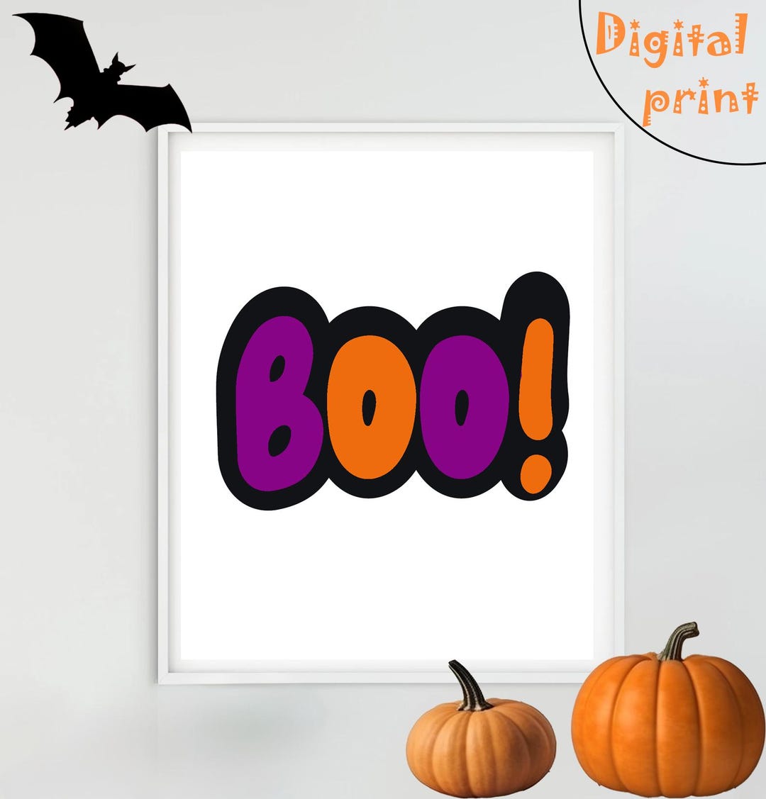 Halloween Boo Printable/halloween Wall Decor/halloween Digital Art ...
