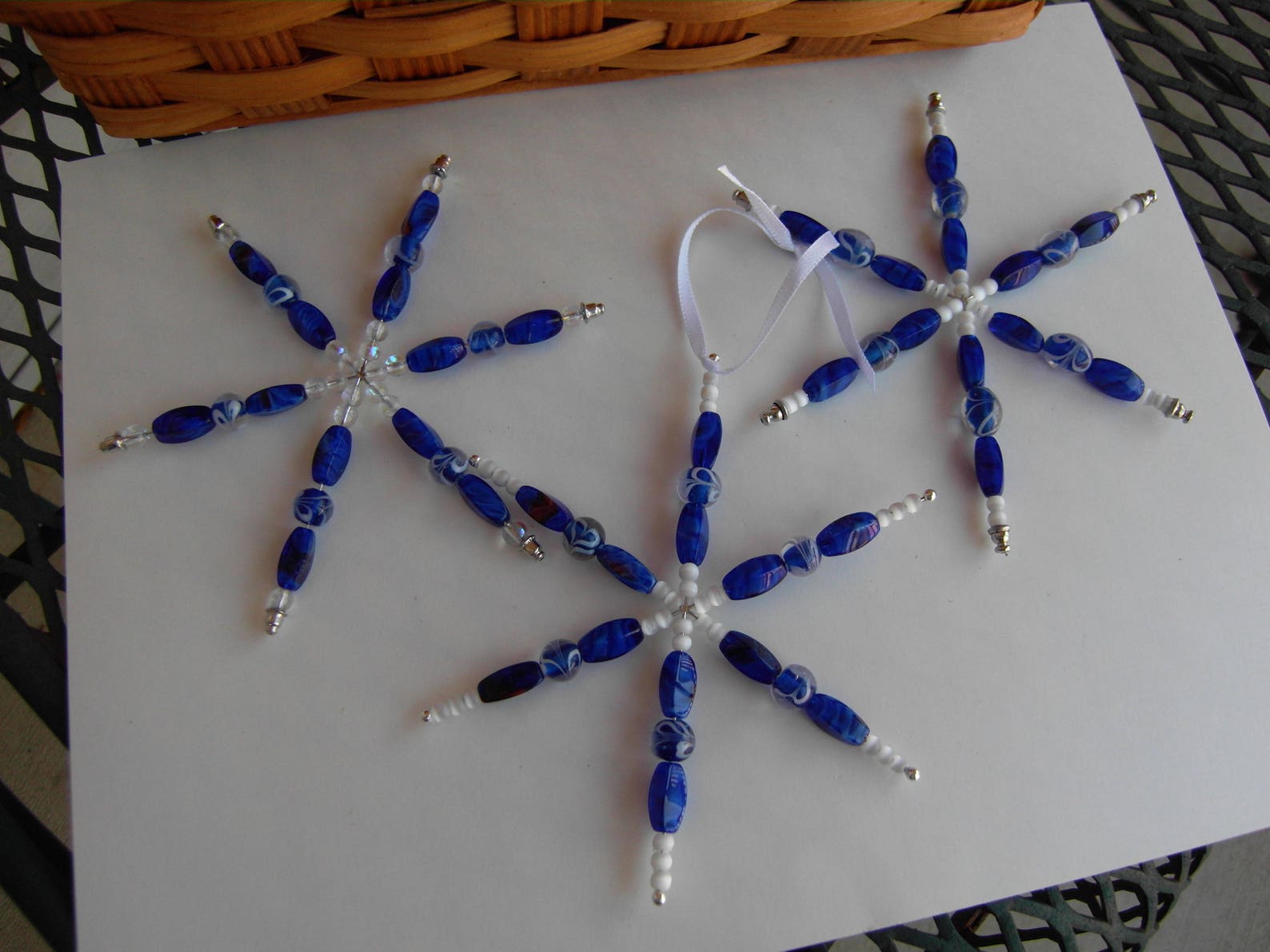 Wire and Beaded Snowflake Ornament - Etsy