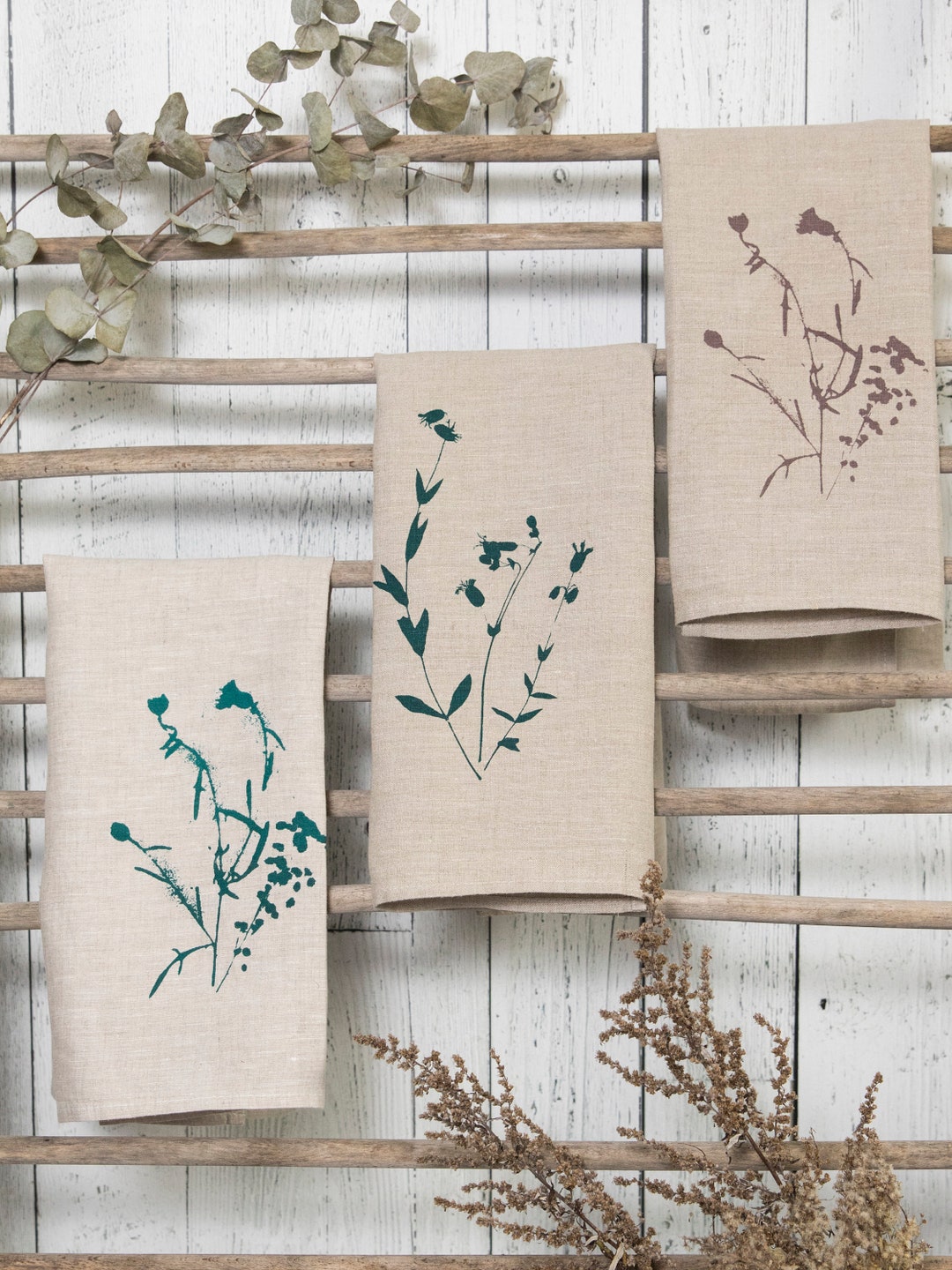 Dish Linen / Linen Trochon / Linen Linens / Textile Print / Screen ...