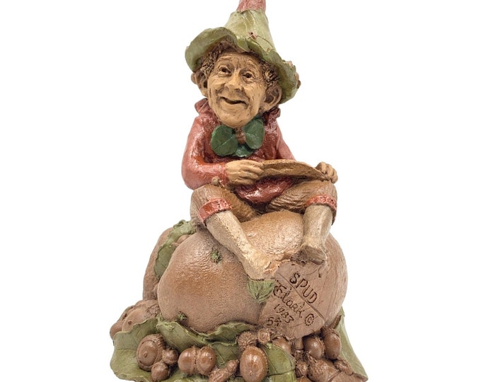 Tom Clark Gnome SPUD Figurine #54 Potato Lucky Irish Shamrock on Collar ...