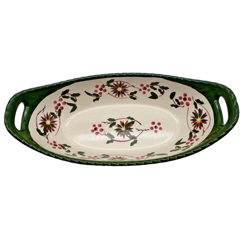 Temptations Old World Poinsettia Oval Centerpiece Baking Dish Seasonal ...