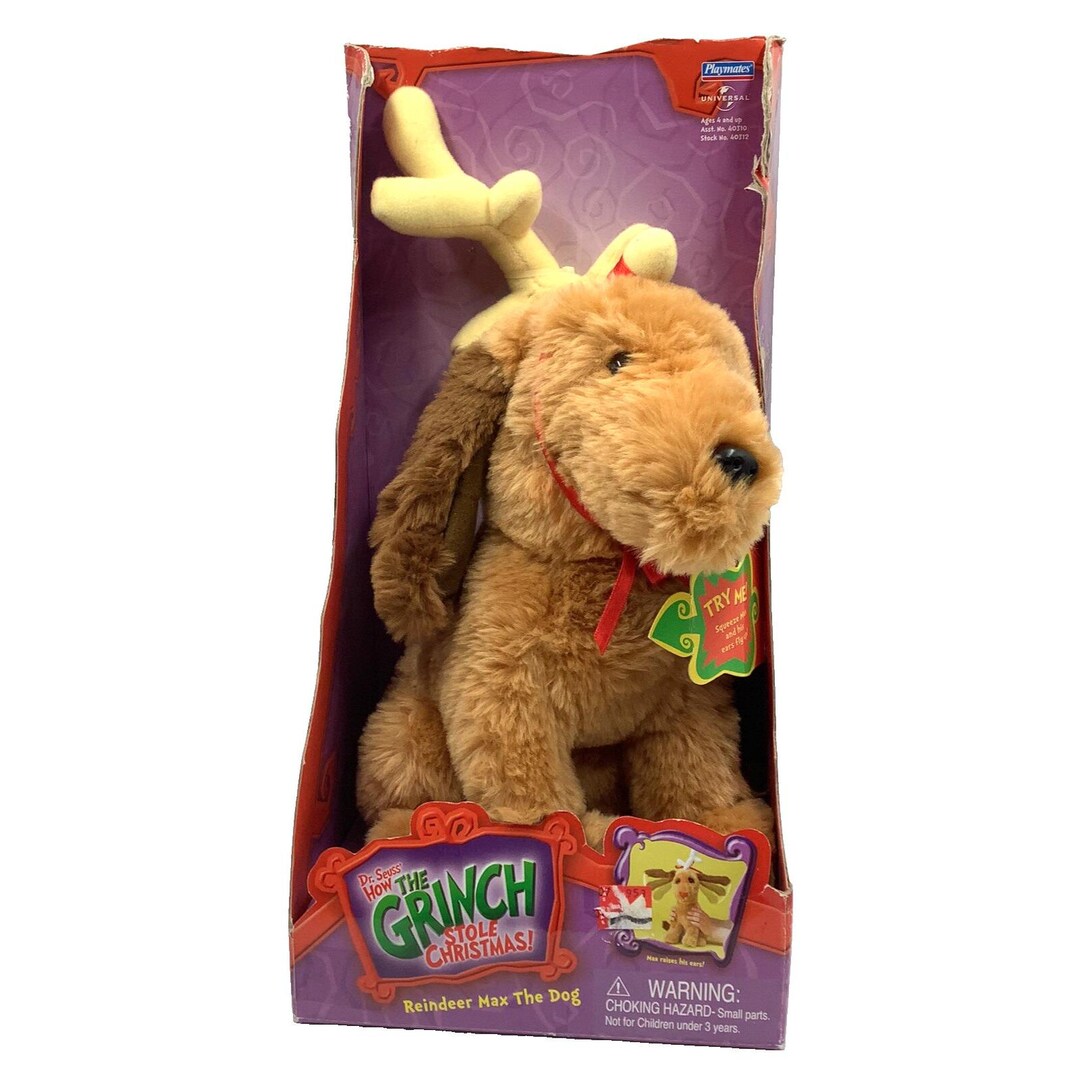 Vintage Dr. Seuss Reindeer Max the Dog Plush Toy How the Grinch Stole ...