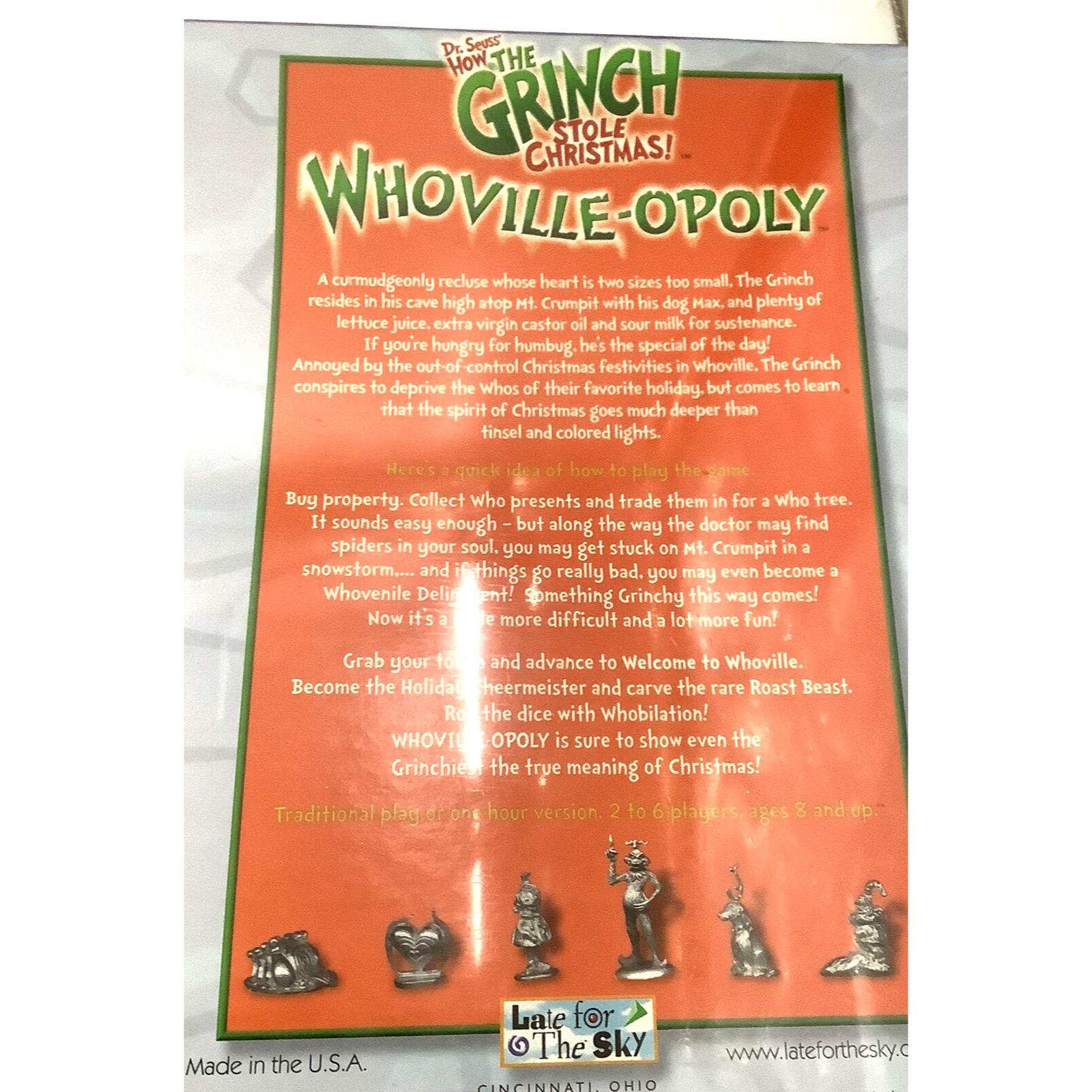 Vtg Whoville-opoly Board Game How the Grinch Stole Xmas Monopoly Style ...