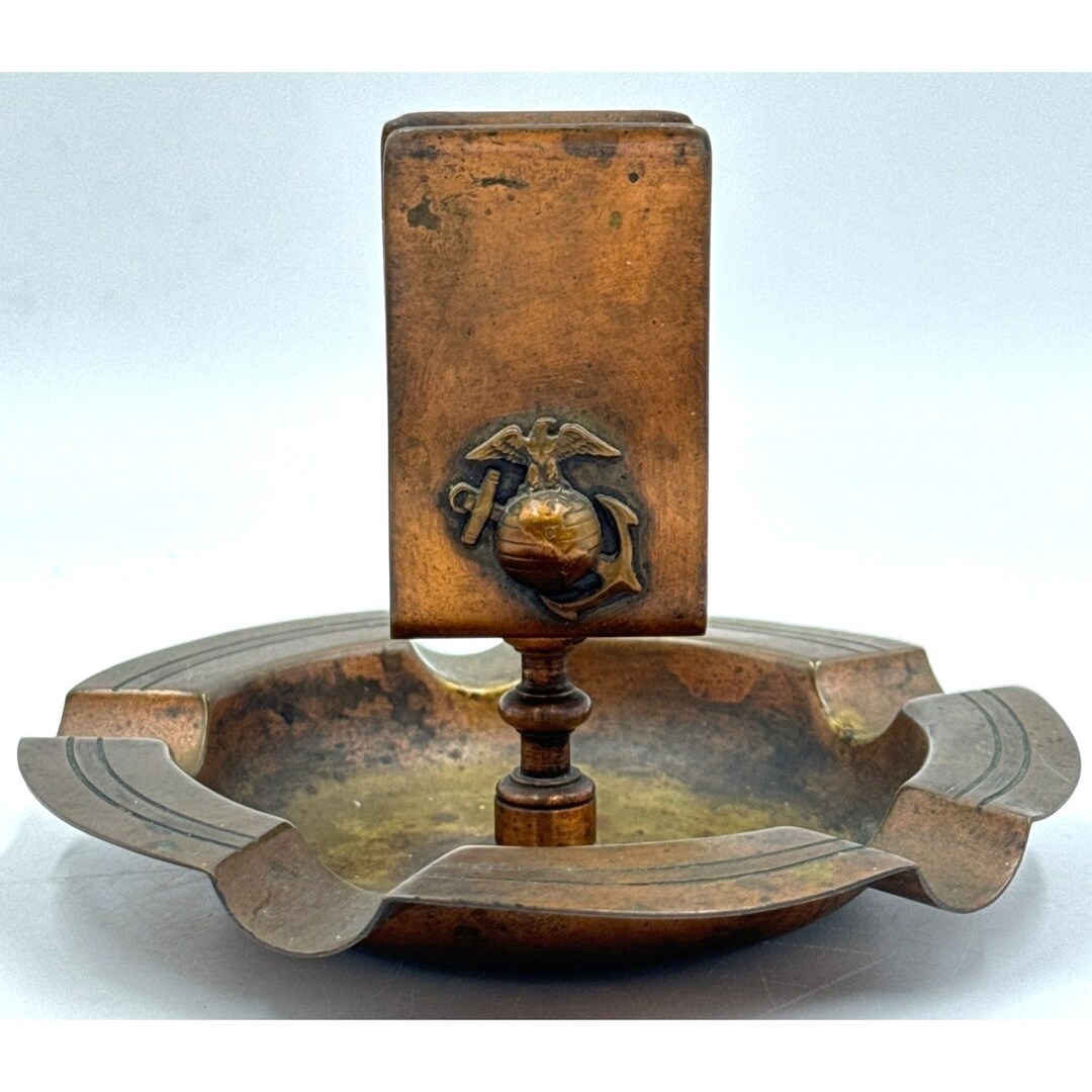 USMC Marine Corps Ashtray Match Box Holder EGA Cross London English ...