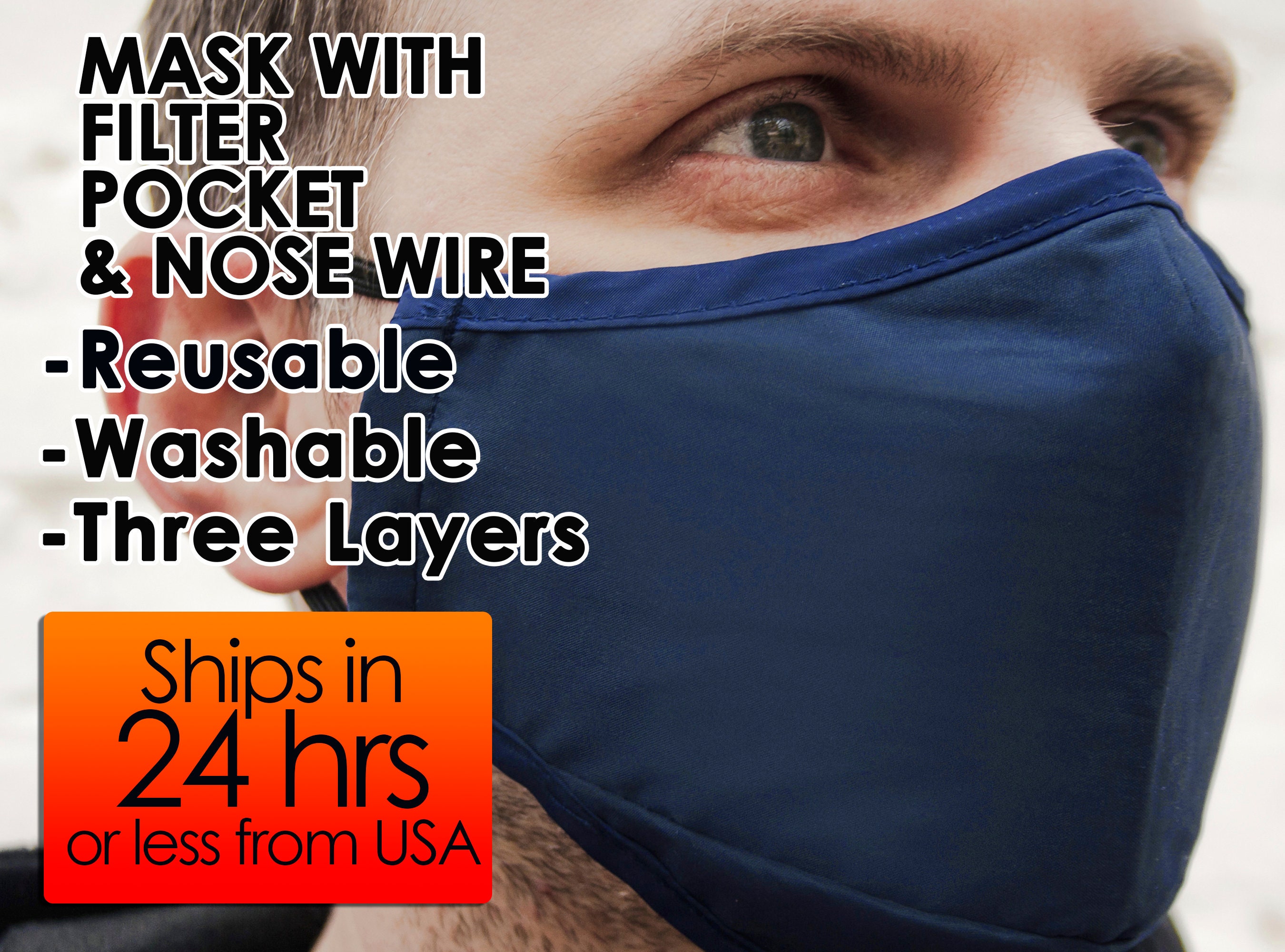 Face mask men washable nose wireFace mask with filter pocket | Etsy