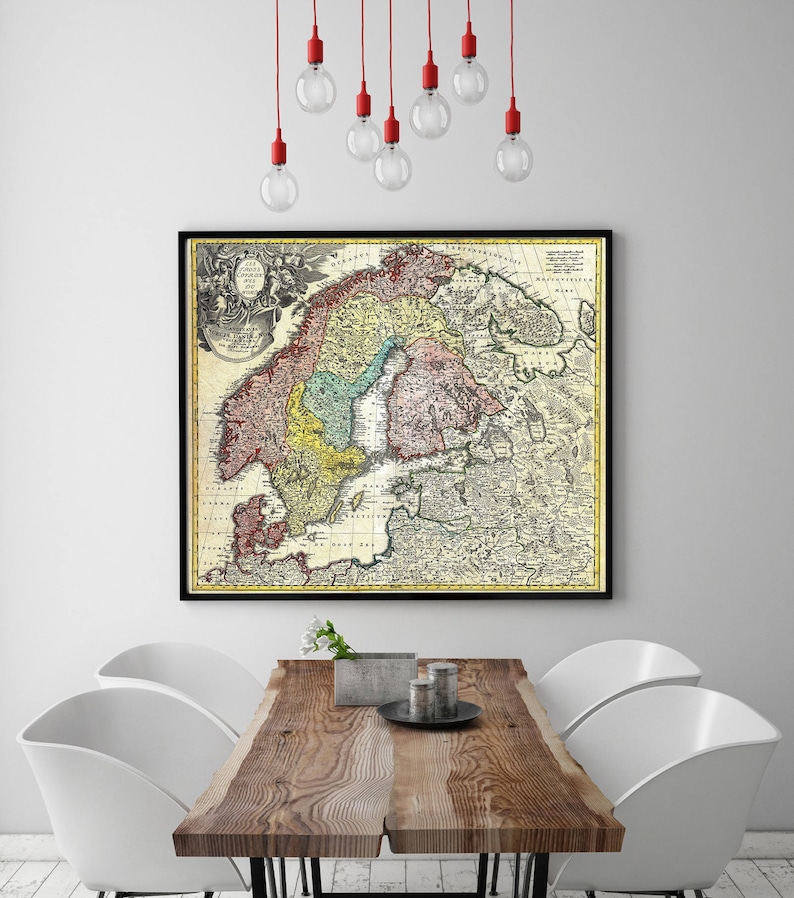 Digital Download Vintage Map of Scandinavia, Norway, Sweden, Denmark - Etsy