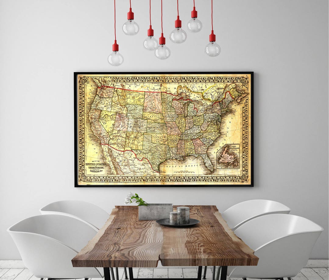 Digital Vintage Map USA Middle Ages, America Old Map - Etsy