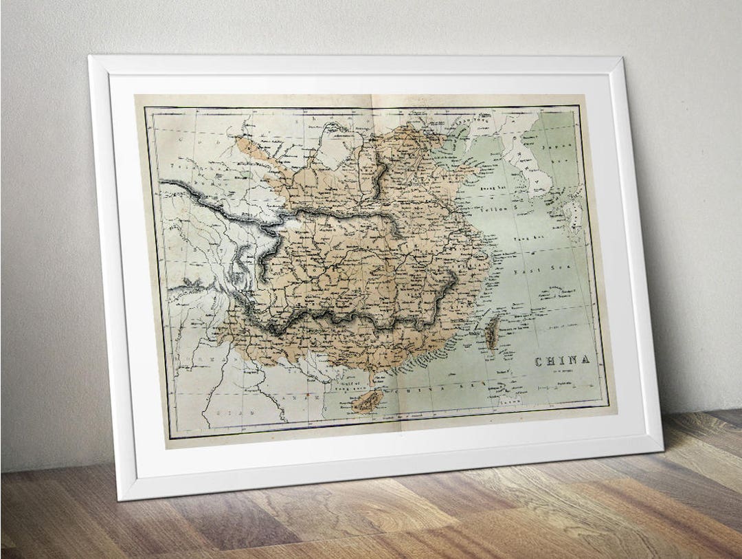 Digital Instant Downloadable File Vintage China Map for Home Decor ...
