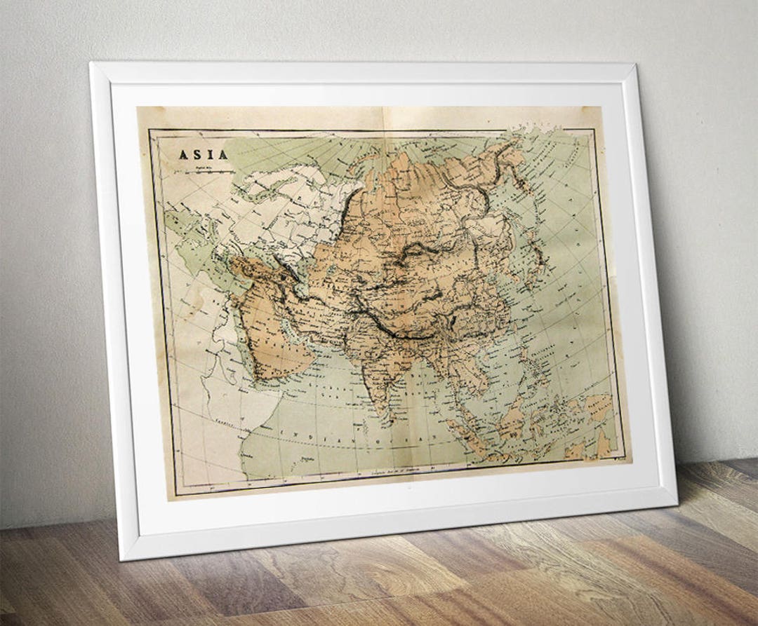 Digital Instant Download Printable Vintage Asia Map for Home Deocr ...