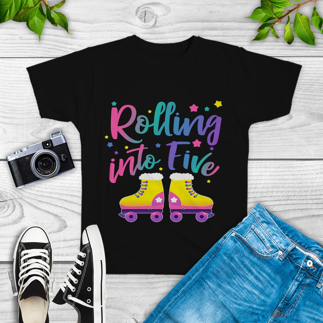 Rolling Into Five Shirt, ANY AGE, Rollerskating, Birthday, 5 Years Old ...