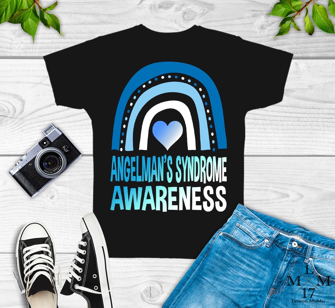 Angelman's Syndrome Awareness Shirt, Rainbow Blue Ribbon Shirt, Angelmans Syndrome Survivor ...