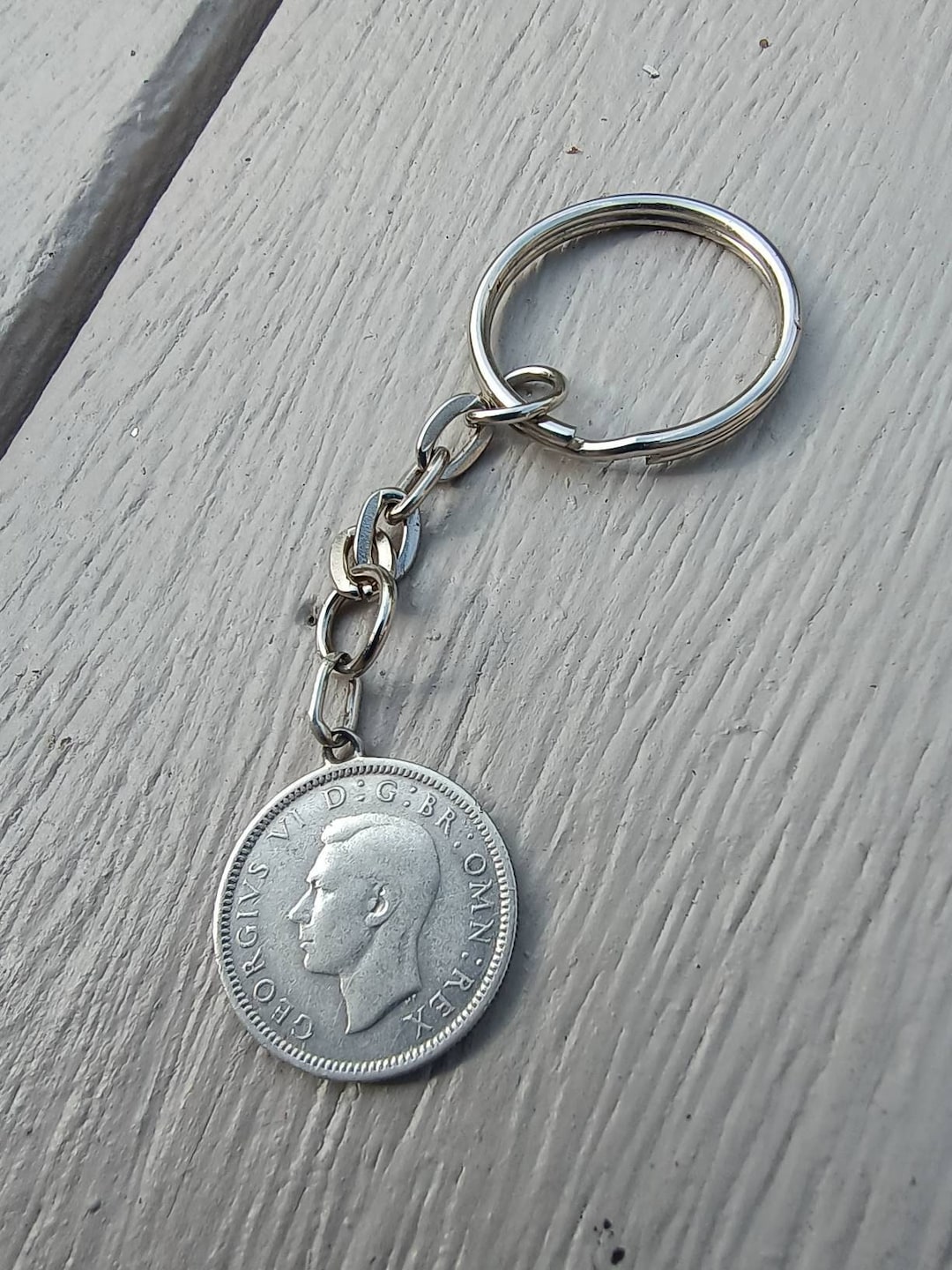 1943 British King George VI Silver Coin Key Ring - Etsy