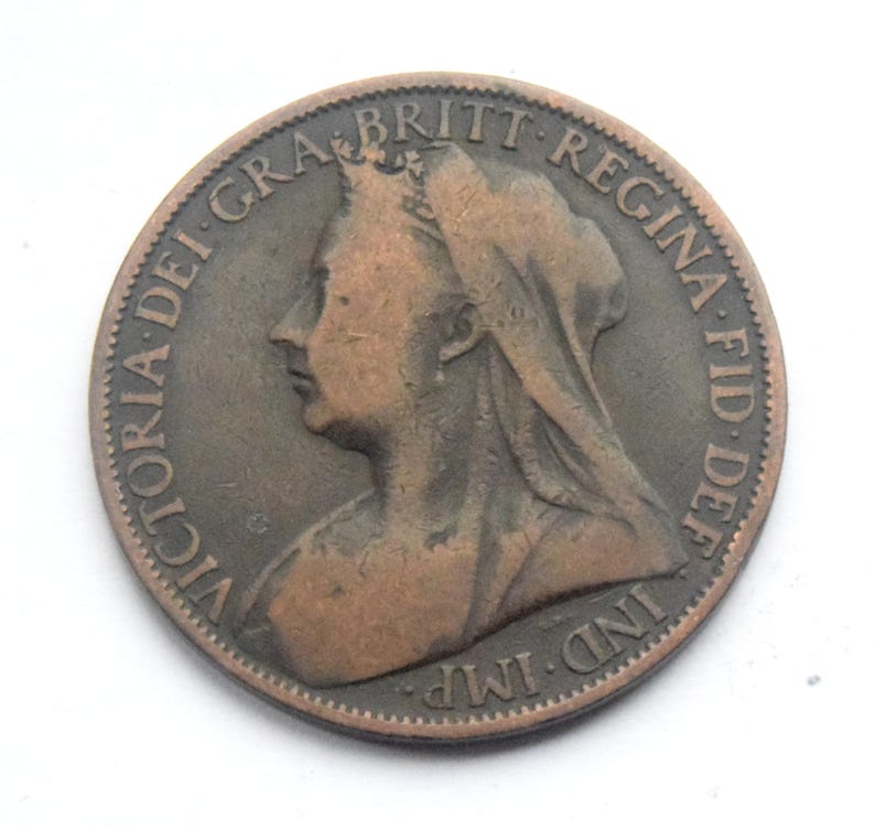 1900 Penny Queen Victoria Veil Head Coin - Etsy